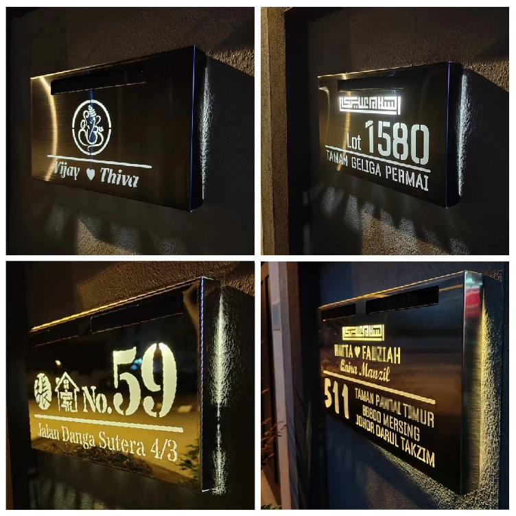 3D Box Up House Number & Address Sign Plate With Solar LED Light | Peke ...